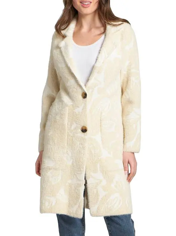 APNY Longline Faux Fur Cardigan - Natural