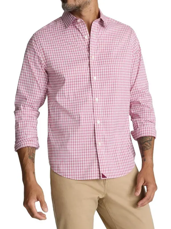 UNTUCKIT Kaiser Performance Button-up Shirt - Mid Red White