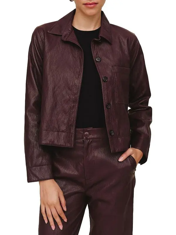 Bella Dahl Crop Faux Leather Jacket - Crimson Ember
