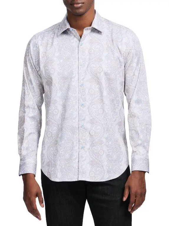 Robert Graham Auberry Paisley Stretch Cotton Button-up Shirt - Tan