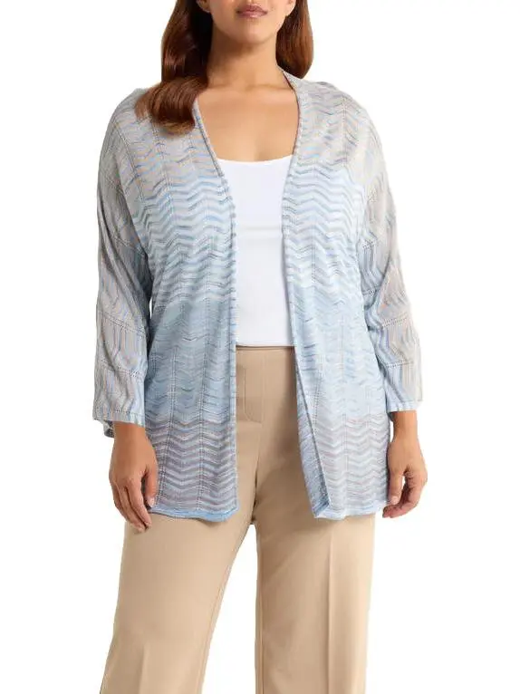 Anne Klein Zig Zag Cardigan - Opal Blue Multi