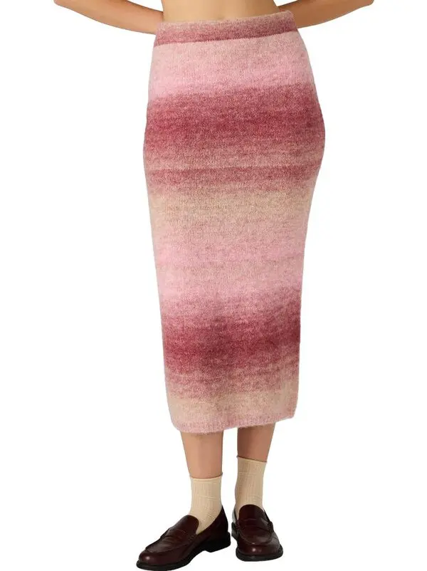 Steve Madden Ombré Striped Knit Pencil Skirt - Pink Multi