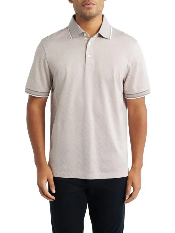 Bugatchi Diamond Piqué Cotton Polo - Cobblestone