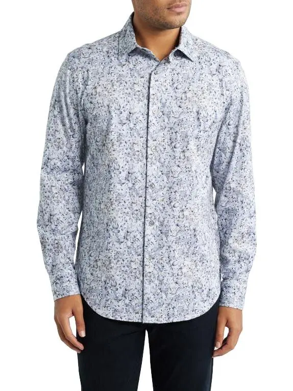 Bugatchi Jimmy Ooohcotton® Floral Button-up Shirt - Platinum