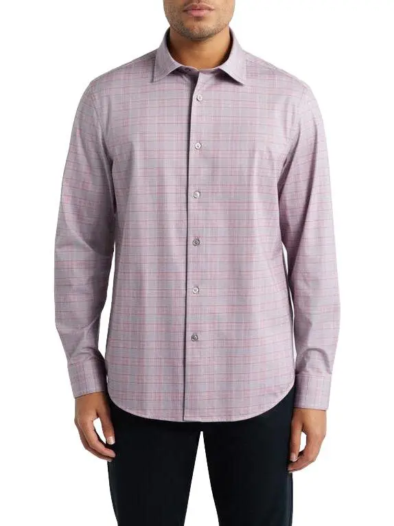 Bugatchi James Ooohcotton® Check Button-up Shirt - Wood Rose