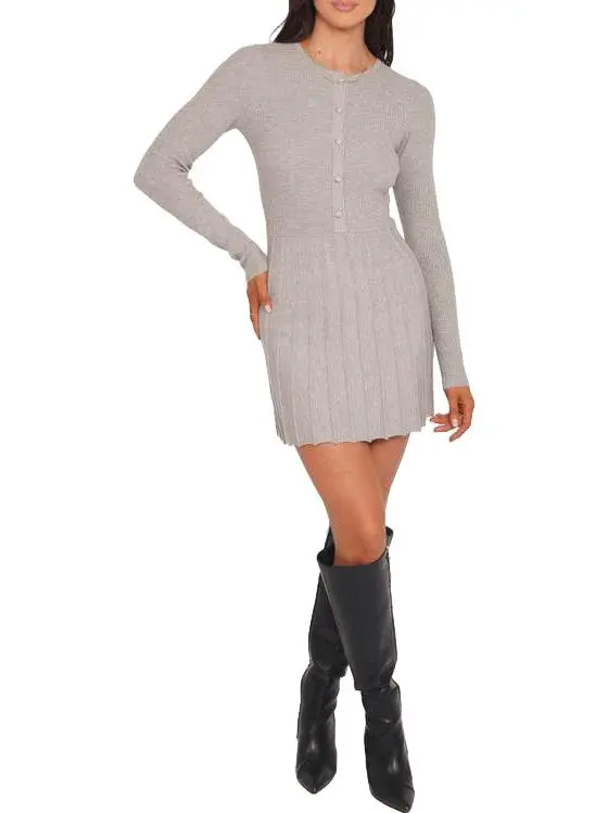 PETAL & PUP Darlina Long Sleeve Mini Dress - Heather Grey