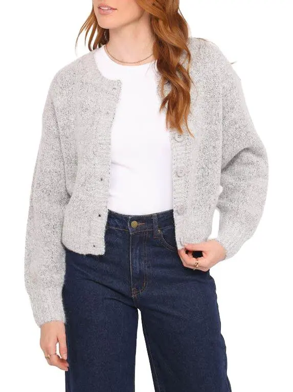 PETAL & PUP Fuzzy Knit Cardigan - Grey
