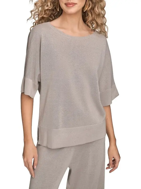Donna Karan New York Sequin Boxy Crewneck Sweater - Vapor