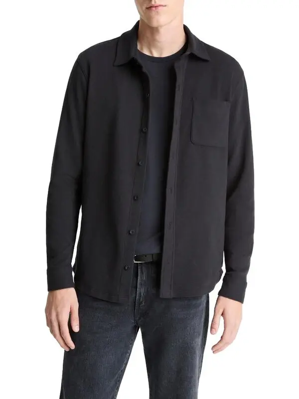 Vince Knit Button-up Shirt Jacket - Black