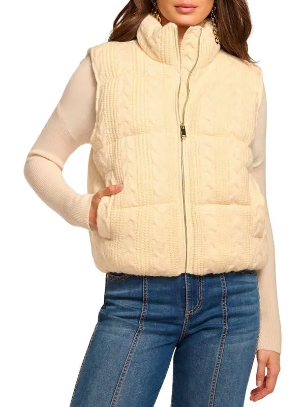 Ramy Brook Cable Knit Zip-up Vest - Winter White