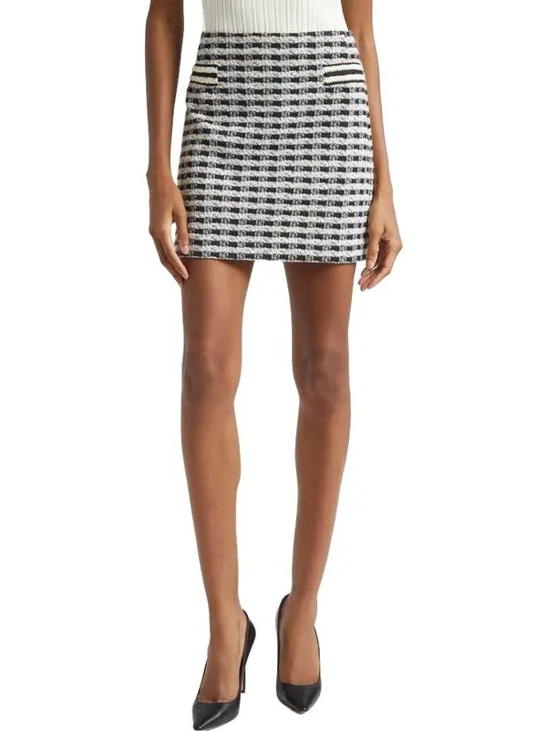 Ramy Brook Charlie Metallic Check Mini Skirt - Black Gingham