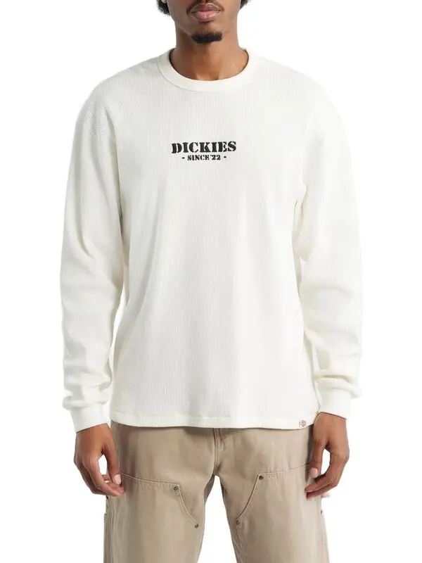 Dickies Waffle Logo Crewneck T-shirt - Egret