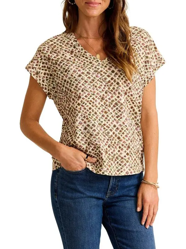 Tommy Bahama Geometric V-neck T-shirt - Coconut