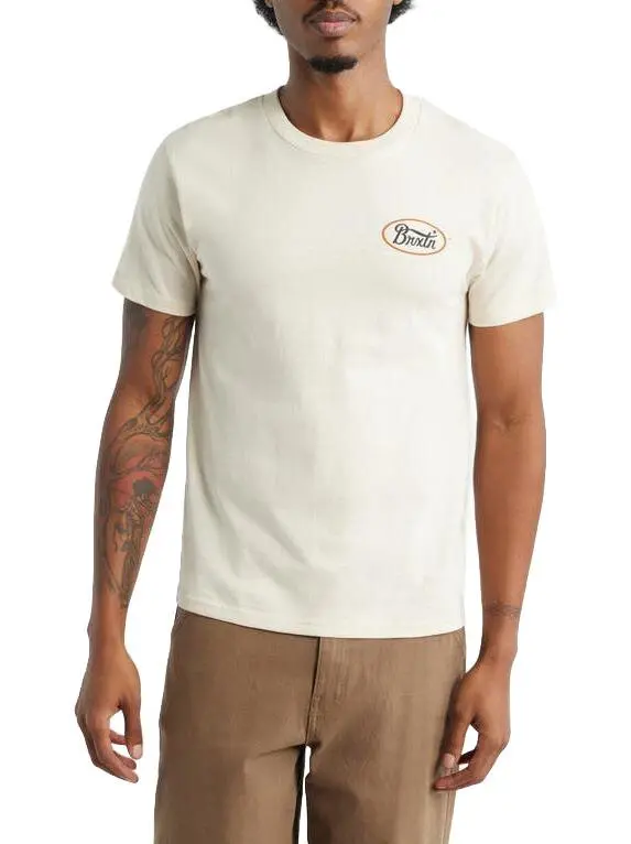 Brixton Parsons Logo Cotton Graphic T-shirt - Cream/pumpkin Spice/washed