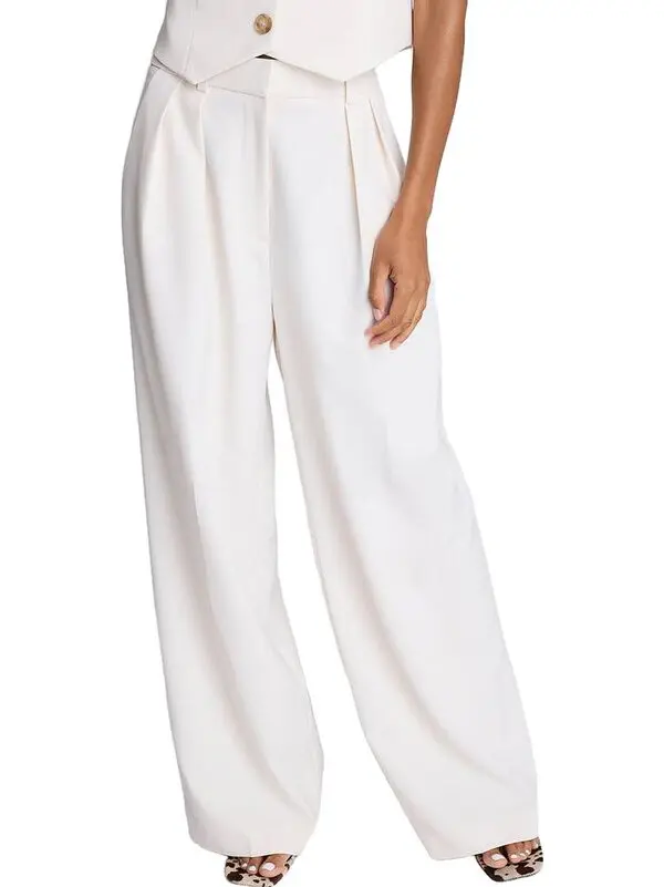 KENNETH COLE Double Pleat Twill Pants - Oyster