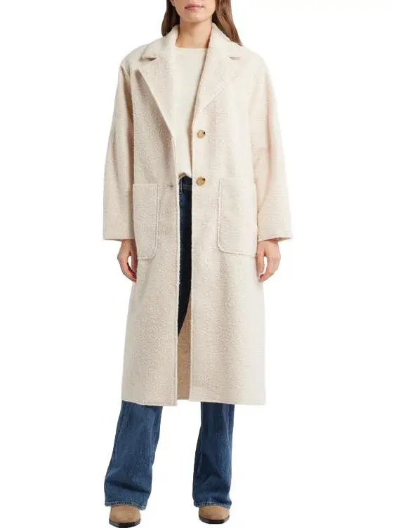 Marine Layer Colette Faux Shearling Longline Coat - Cream