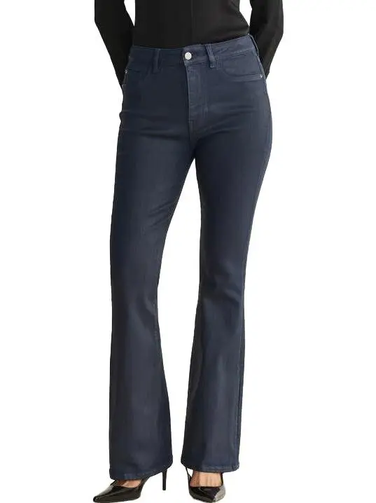 Warp + Weft Nao Coated High-waist Bootcut Jeans - Coated Shallows