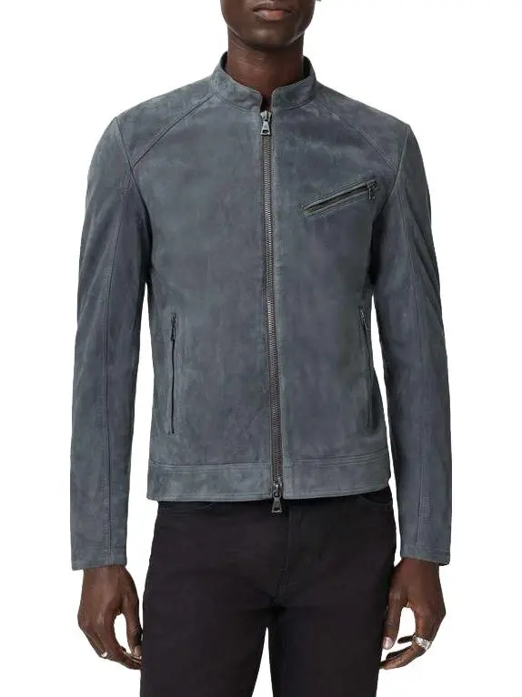 John Varvatos Wren Suede Biker Jacket - Deep Charcoal