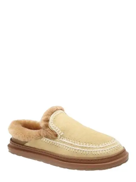 LAIDBACK LONDON Jun 4.1 Genuine Shearling-lined Slipper - Buttermilk Suede/natural