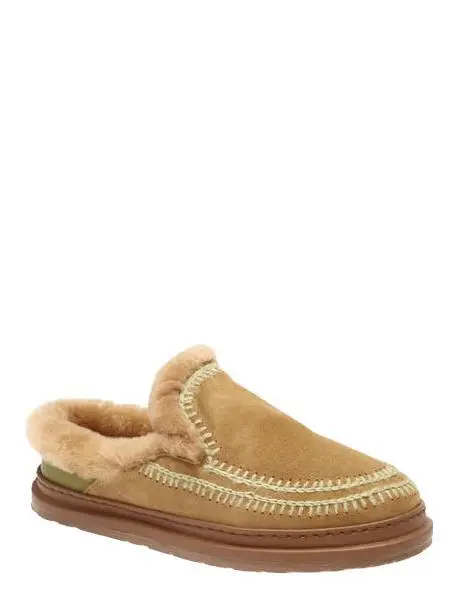 LAIDBACK LONDON Jun 4.1 Genuine Shearling-lined Slipper - Saffron Suede /olive