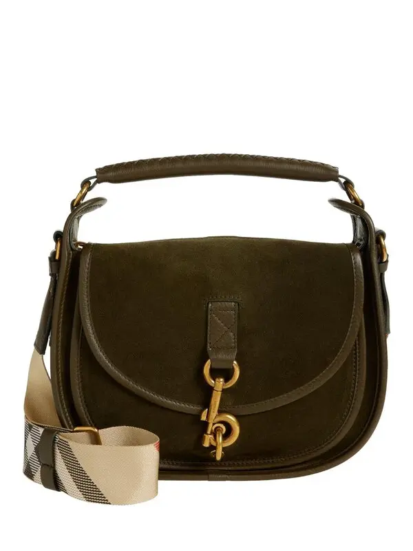 Burberry Small B-clip Suede Crossbody Bag - Weald