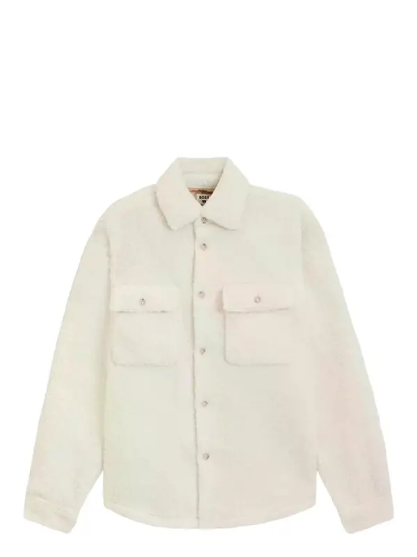 BOSS Double-pocket Teddy Shirt Jacket - White