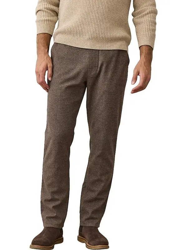 Marine Layer Slim Straight Houndstooth Chinos - Dark Taupe