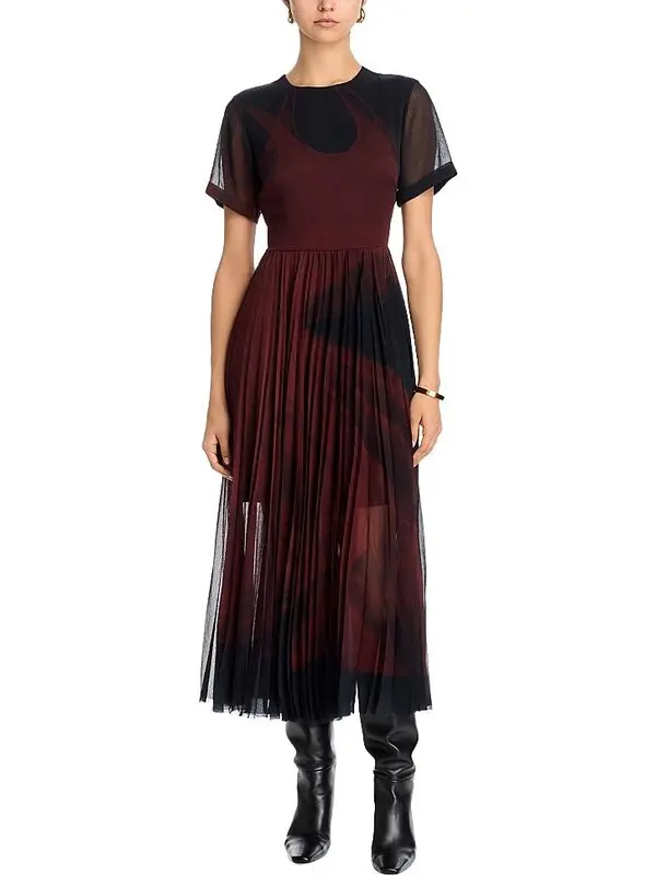 JASON WU Dancing Pleat Dress - Black / Medjool