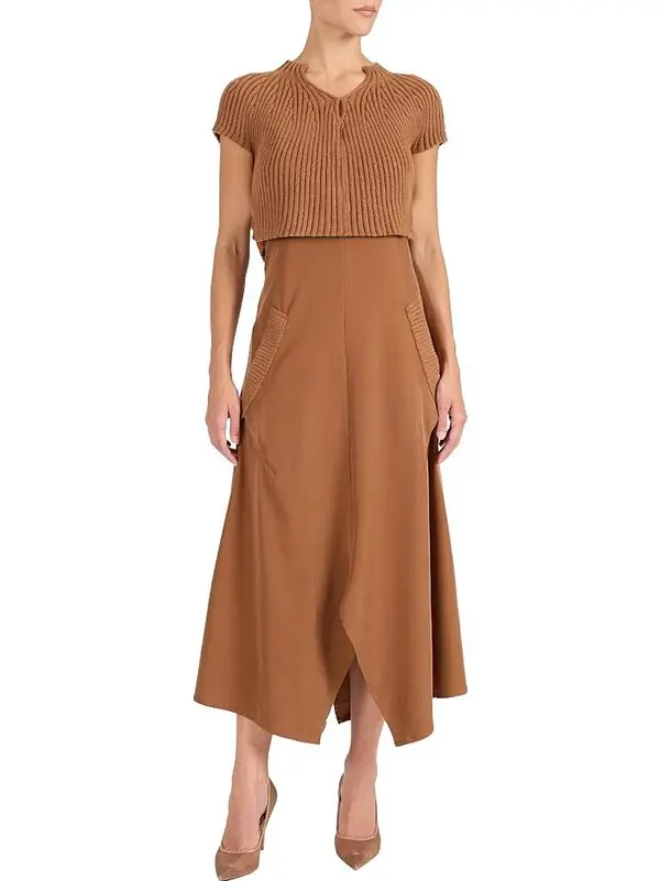 Santorelli Johanna Mix Media Cap Sleeve Midi Dress - Auburn