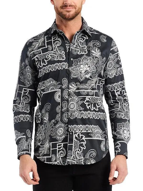 Robert Graham Arden Long Sleeve Woven Shirt - Black