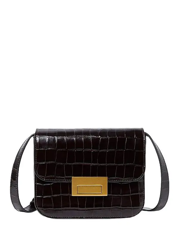 LOEFFLER RANDALL Desi Leather Flap Crossbody - Ebony/gold