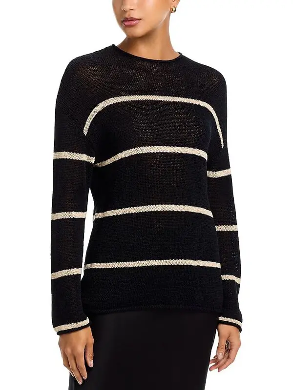 Rails Evangeline Long Sleeve Sweater - Black Linen Stripe