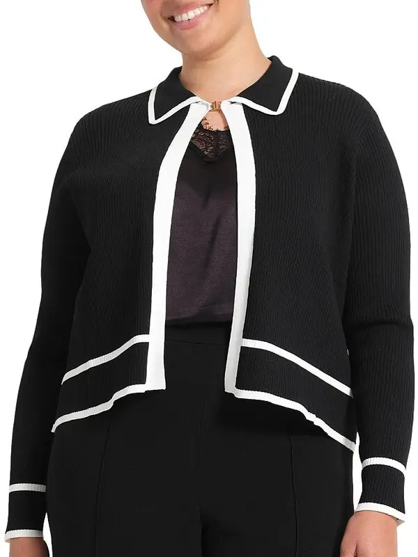 ESTELLE Gracie Contrast Cardigan - Black/ White