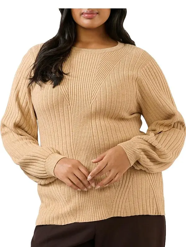 ESTELLE Ribbed Pullover Sweater - Beige