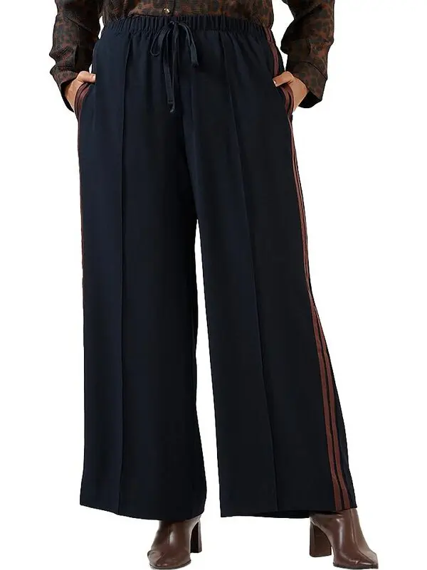 ESTELLE Tie Waist Pants - Navy/ Chocolate