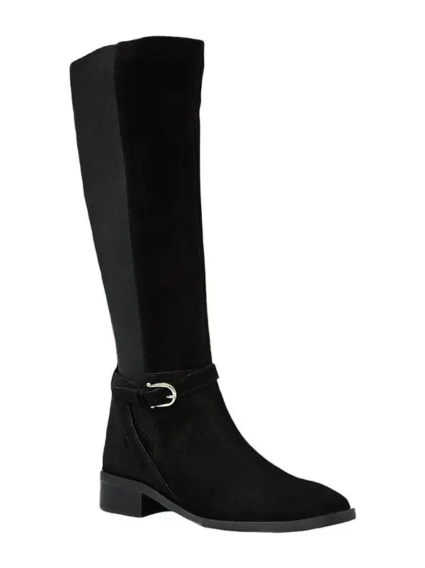 Aquatalia Claudette Buckle Boots - Black Suede