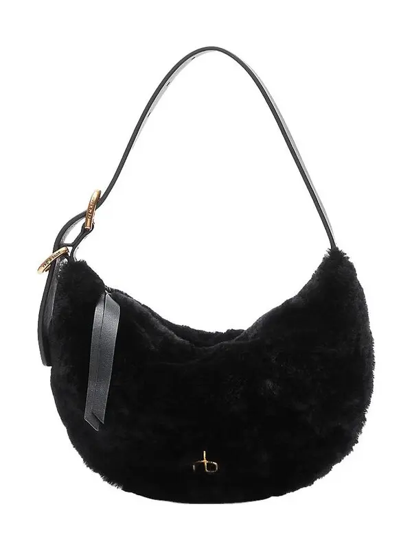Rag & Bone Mercer Small Shearling Hobo Bag - Black