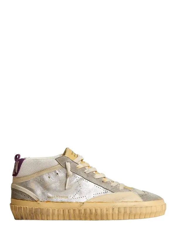 Golden Goose Mid Star Laminated Sneakers - Silver