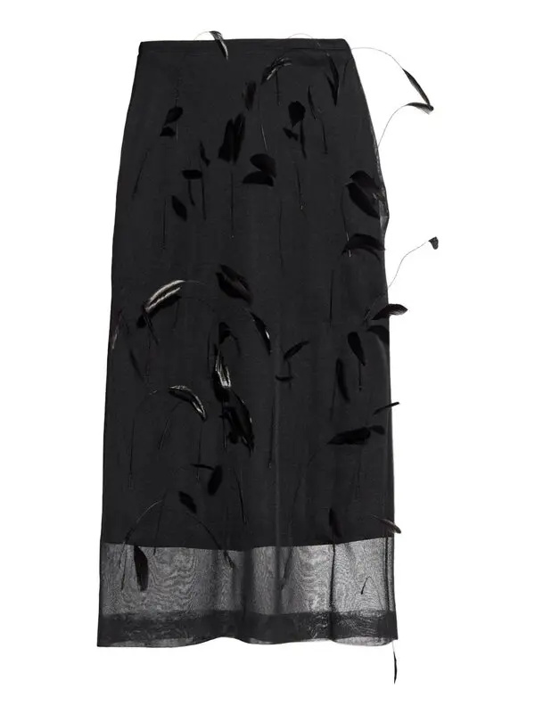 JIL SANDER Feather Pencil Skirt - Black