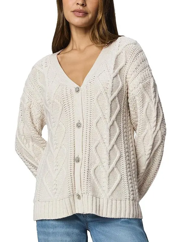 Splendid Harlow Hearts Cardigan - Pale Oak Heather