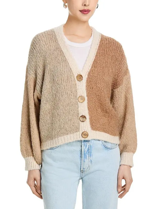 Vintage Havana Colorblocked Cardigan Sweater - Neutral