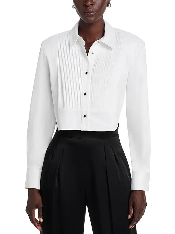 TOCCIN Nic Cropped Tuxedo Shirt - Optic