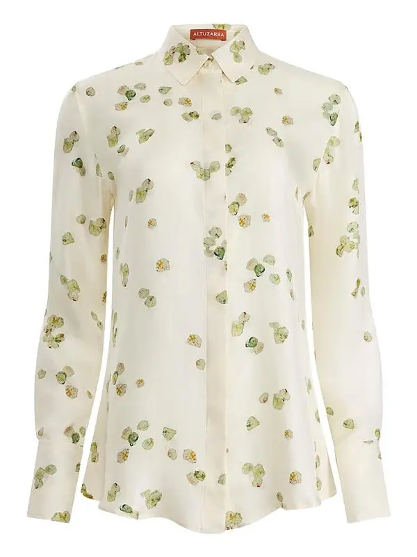 Altuzarra Chika Silk Top - Ivory Allover Petals