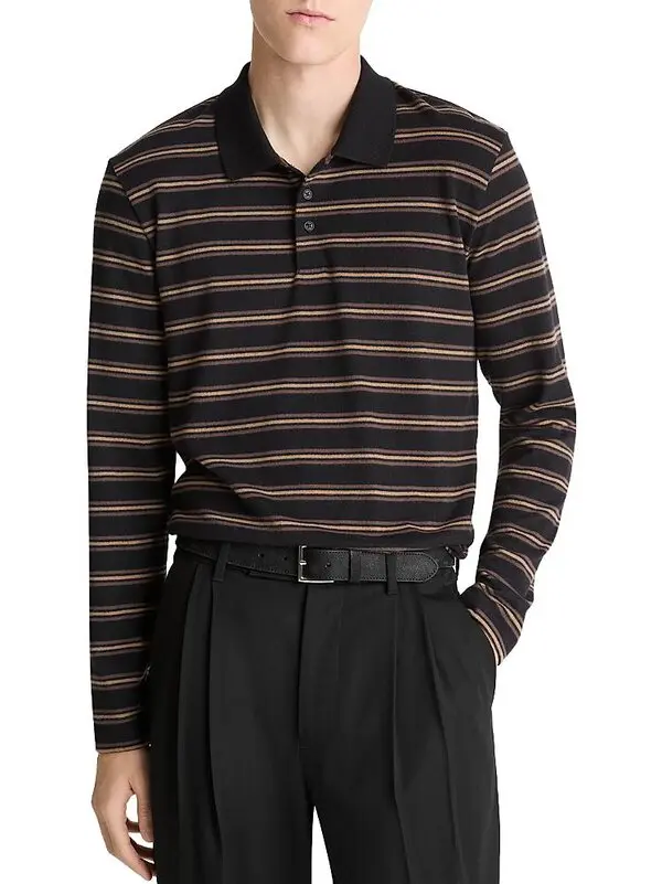 Vince Long Sleeve Polo Sweater - Black Combo