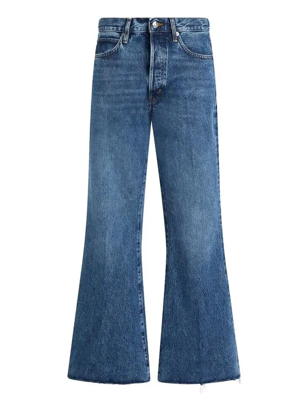 FRAME The Lax Mid-rise Flared Jeans - Mid Denim