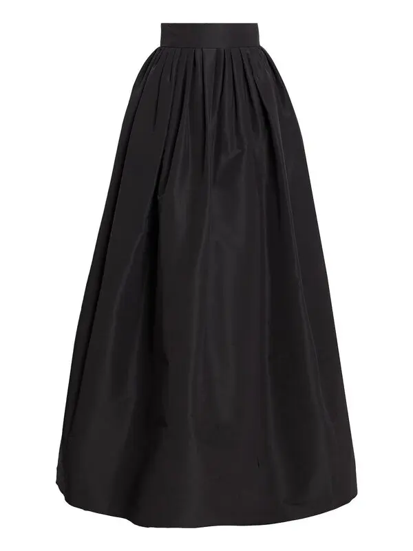 Carolina Herrera Pleated Silk-faille Maxi Skirt - Black