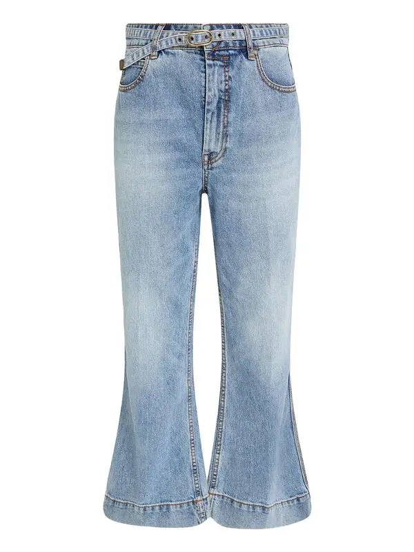 Zimmermann Belted High-rise Kick-flare Jeans - Mid Denim