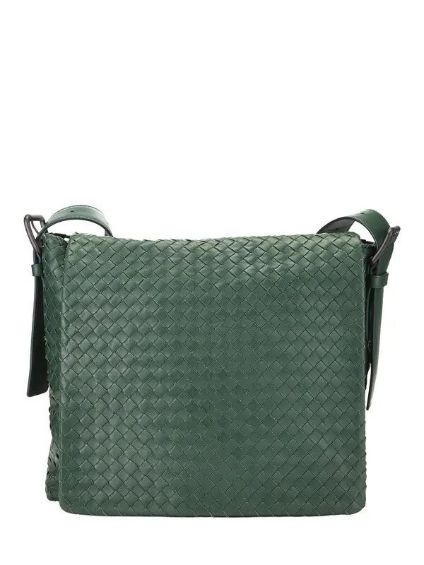 Bottega Veneta Intrecciato Flap Messenger Bag - Green