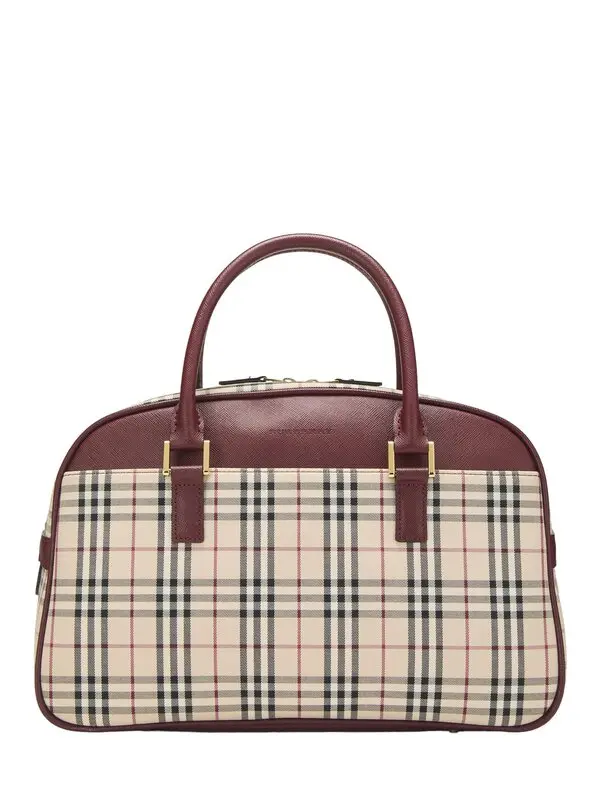 Burberry Check Jacquard Canvas Bowler Bag - Burgundy