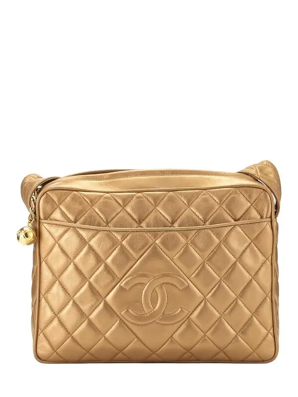 Chanel Lambskin Diamond 'cc' Camera Bag - Gold